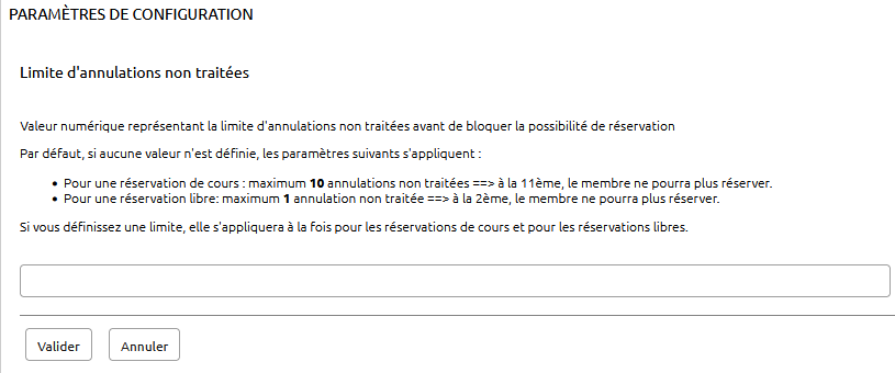 Comment paramétrer la limite d'absence/d'annulation non traitée avant blocage des membres ...